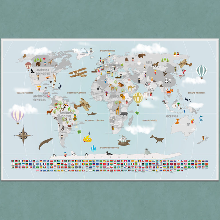 Mapa-do-Mundo-Infantil-modelo-19-A1 - Blog Papel de Parede Mapa Mundi